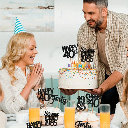 12PCS Black Happy 40th Birthday Cupcake Toppers – The Christmas Factory